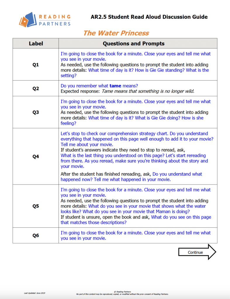 Sample Advancing Readers Lesson Plans | Reading Partners Volunteer Hub